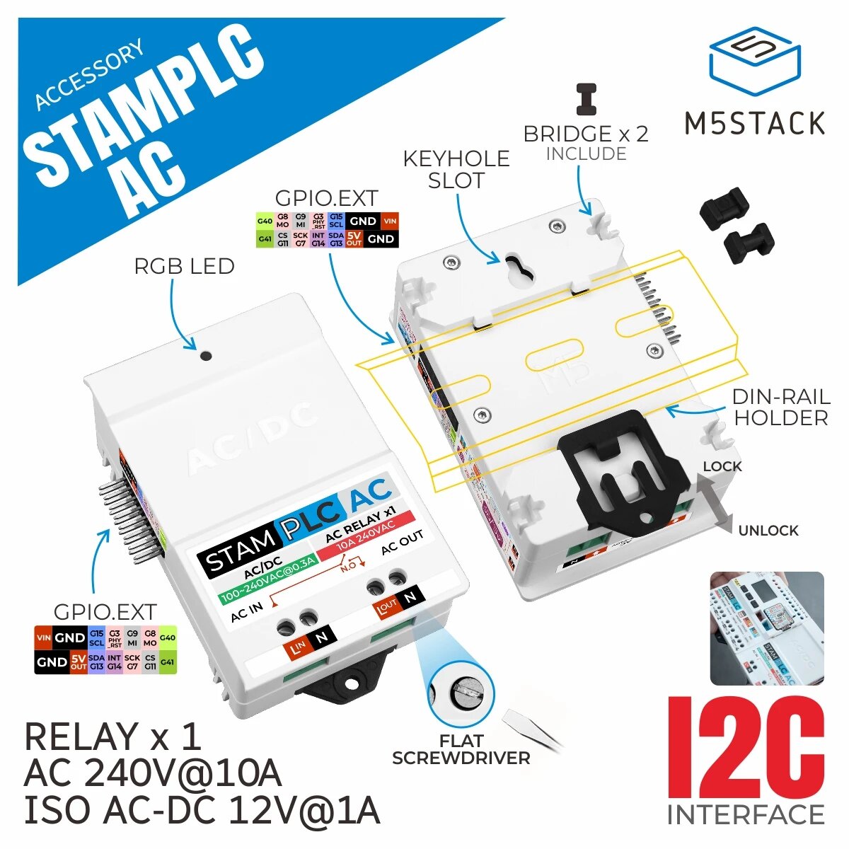 Официальный модуль питания переменного/постоянного тока M5Stack для StamPLC (12 В/1 А)