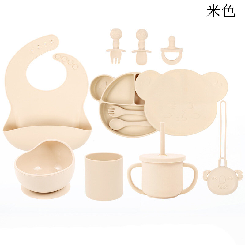 Популярный на Amazon силиконовый набор посуды из 12 предметов с Микки Маусом, тарелки, миски для кормления, товары для мамы и малыша