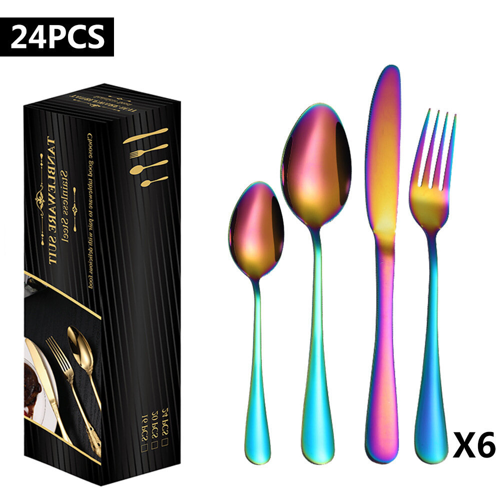 Международный бестселлер: набор столовых приборов из нержавеющей стали 1010, 24 предмета, набор ножей, вилок и ложек в западном стиле, подарочный набор столовых приборов.