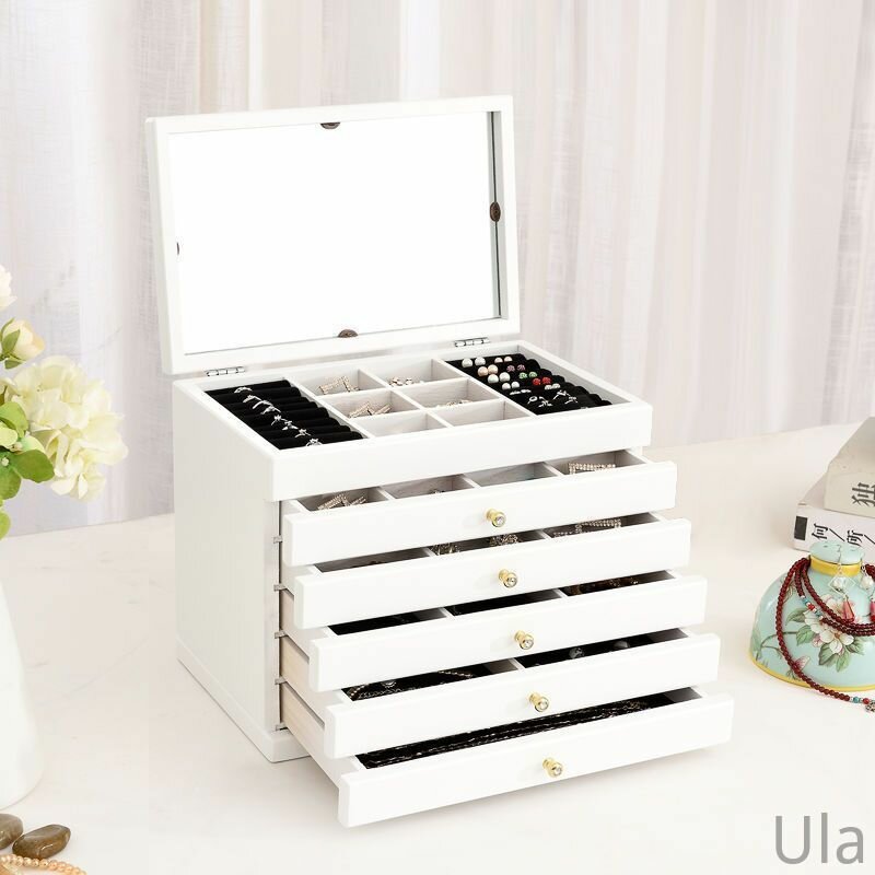 Шкатулка Для Украшений Большая Деревянная Многоярусная Белая