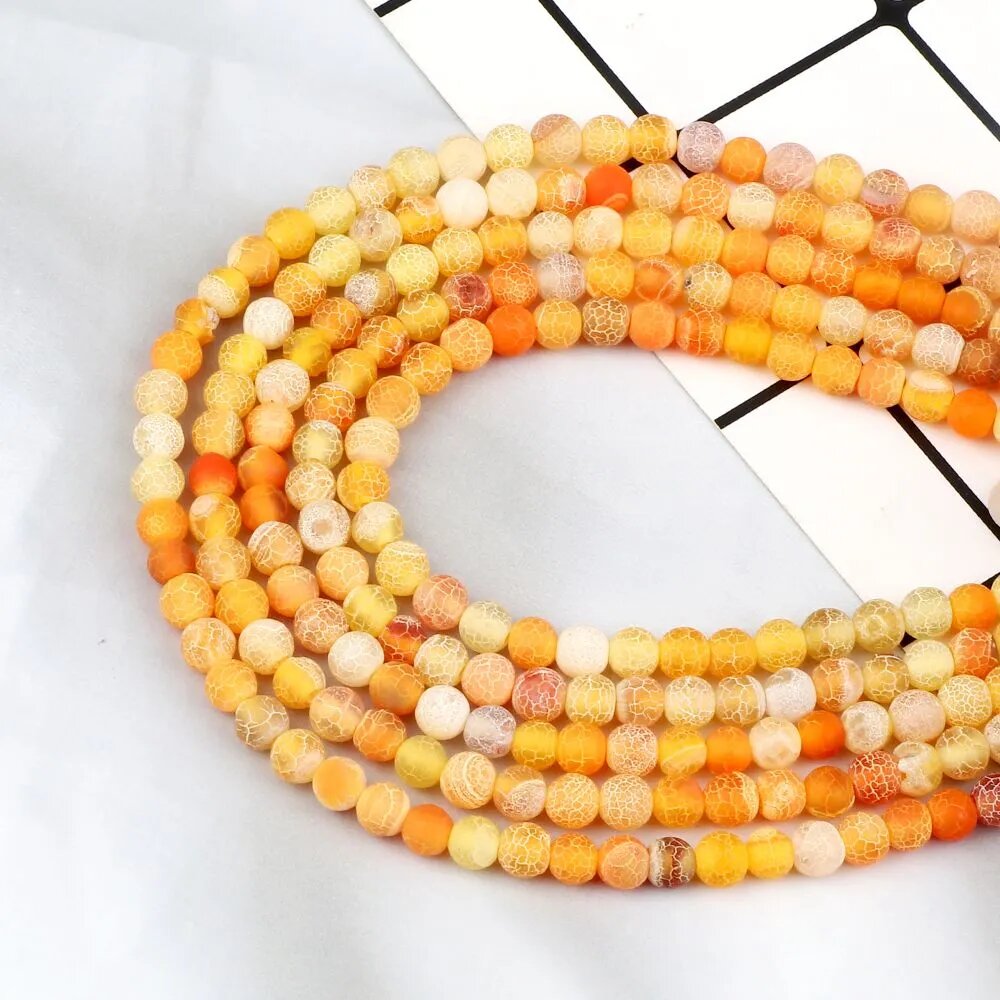 Агат морозный с трещинками 6 мм, около 50 шт, бусины натуральные для рукоделия