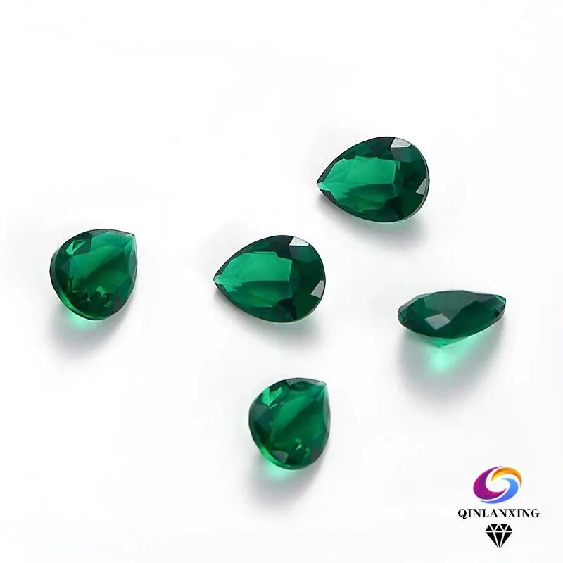 Ювелирный кристалл из фианита, 6x8мм, 20 шт, форма капли, Малахитовый зелёный, кубический цирконий, циркон