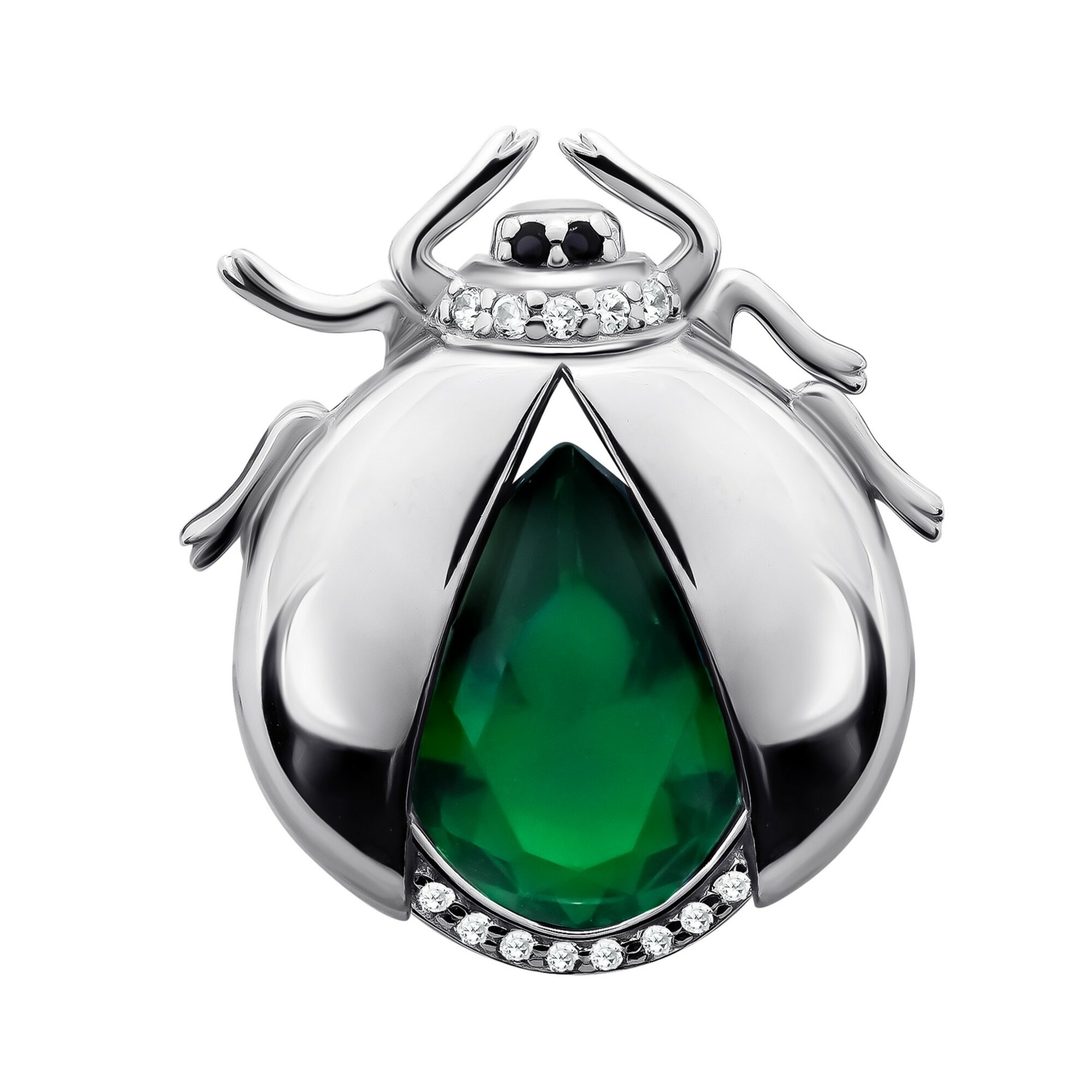 Брошь, серебро, 925 проба, фианит