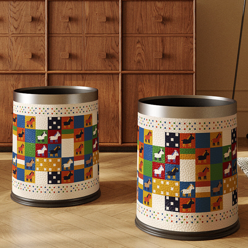 Мусорное ведро для гостиной Dopamine 2025 Новая модель Домашнее милое большое ведро для мусора в спальне и кухне из высококачественной кожи