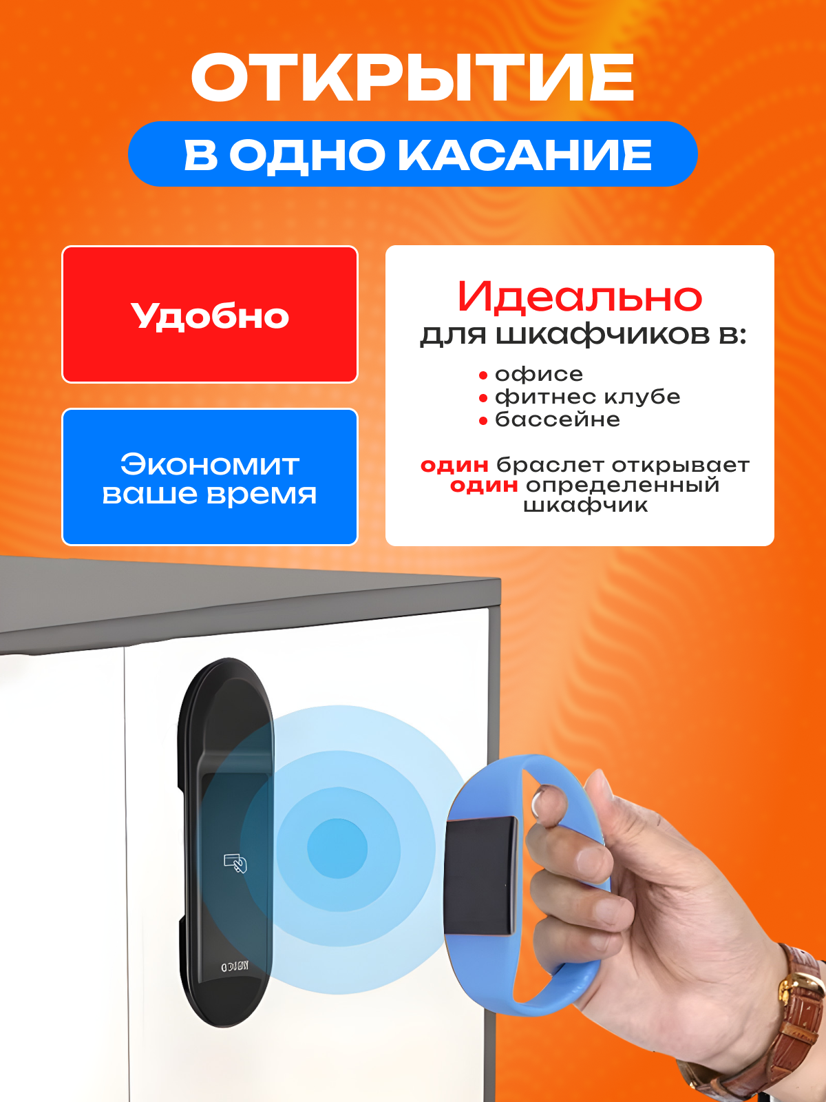 Электронный замок для шкафчика с браслетом HONGXIN СТS12, умный, мебельный, электрозамок без ключа