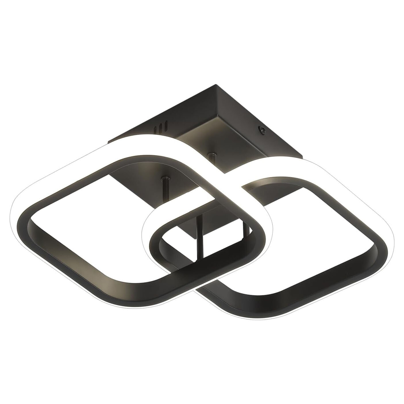 Люстра потолочная LED для коридора, спальни, гостиной, балкона, лестницы, коридора, квадратная форма, 3 цвета (холодный белый, теплый белый, нейтральный белый), 22Вт, 110V-240V, площадь освещения 3-8м², цвет корпуса черный или белый, размер упаковки