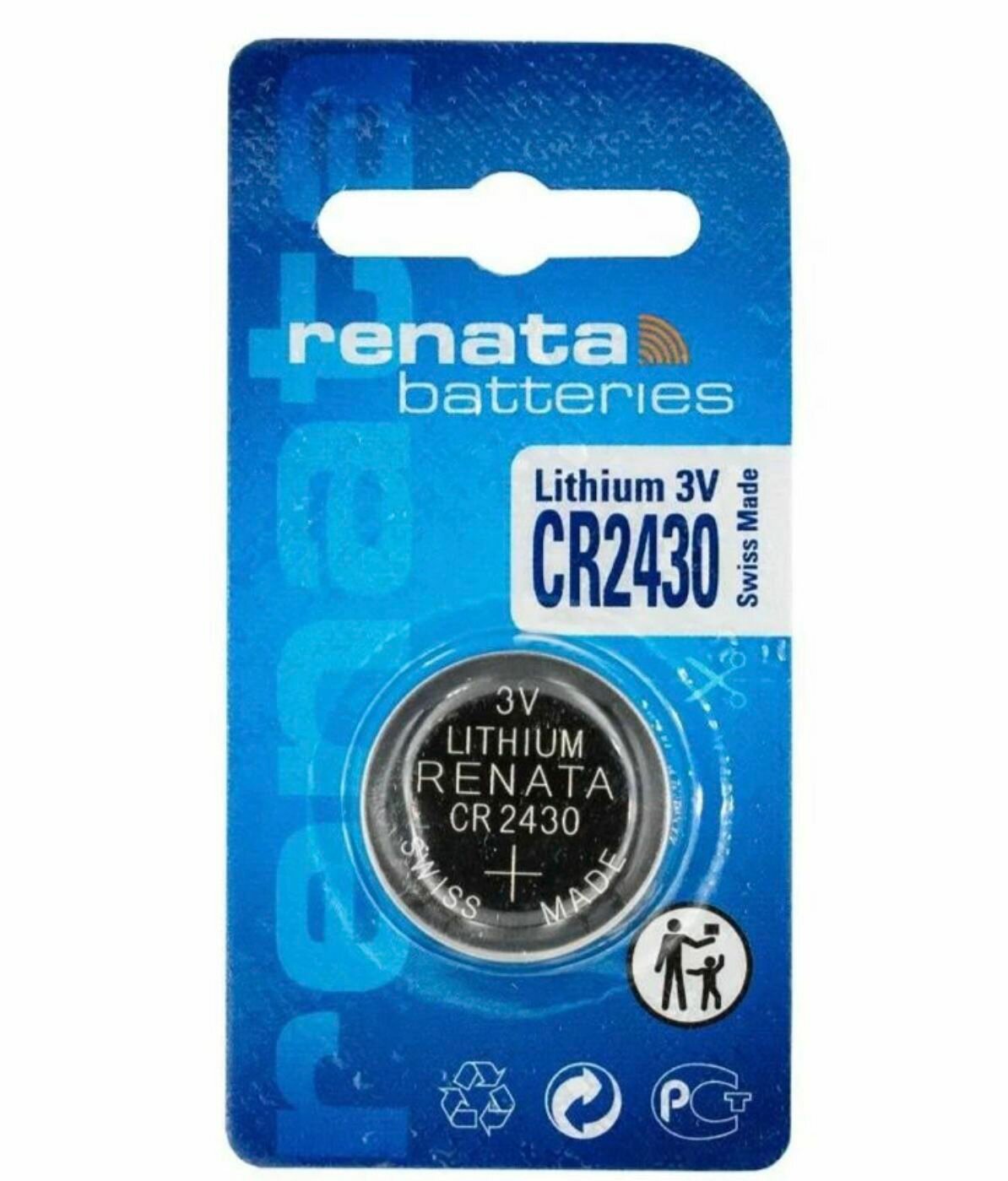 Renata Батарейка CR2430 3v Lithium(2 штуки в комплекте)