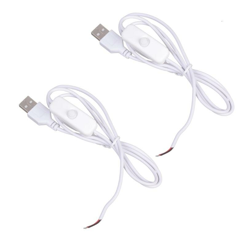 USB A штекер 5 В 1 А с оголенными проводами для вентилятора и лампы, Белый - 1.5m