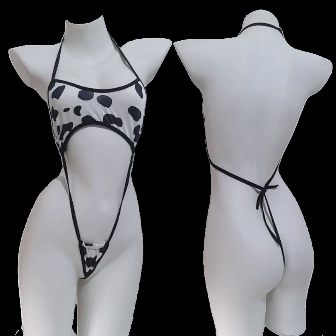 Кружевной боди, соблазнительная, сексуальная, страстная ночная рубашка с открытой промежностью и подвязками для женщин. С принтом под коровью шкуру.