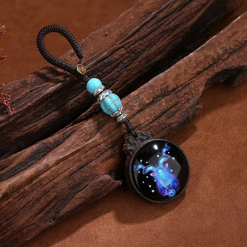 Двенадцать созвездий, карта для автобуса из эбенового дерева, NFC, брелок для ключей, подвеска для телефона, контроль доступа CUID, креативный орнамент в китайском стиле