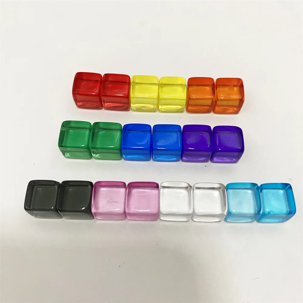 Акриловые кубики для игр 20 шт. Mix 10 colors