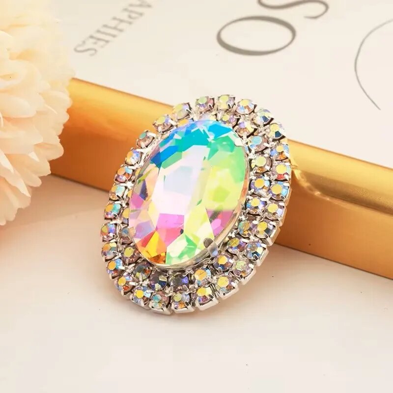 PEESOM 1 шт, пришивные кристаллы AB, пряжка со стразами, аппликации, золото/серебро, коготь, стекло, шитье, хрустальные пуговицы AB с камнем для DIY