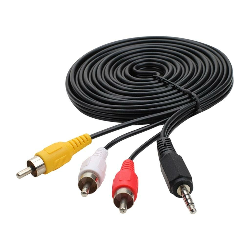 Экранированный AV-кабель 3,5 мм на 3RCA, 3m
