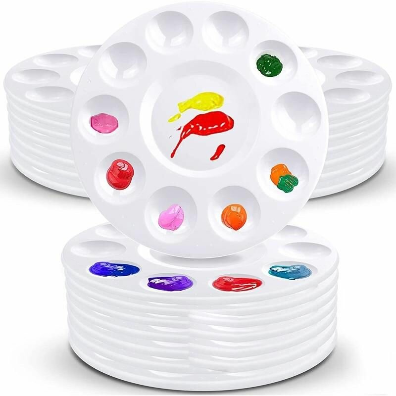 Палитра для художников, пластиковая, с 10 углублениями, легко моется, для детей, взрослых и студентов, 40 шт