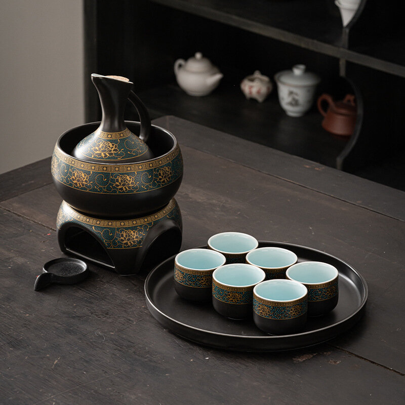 Античный китайский стиль керамический подогреватель вина посуда костюм ликер желтое вино Отопление большой емкости