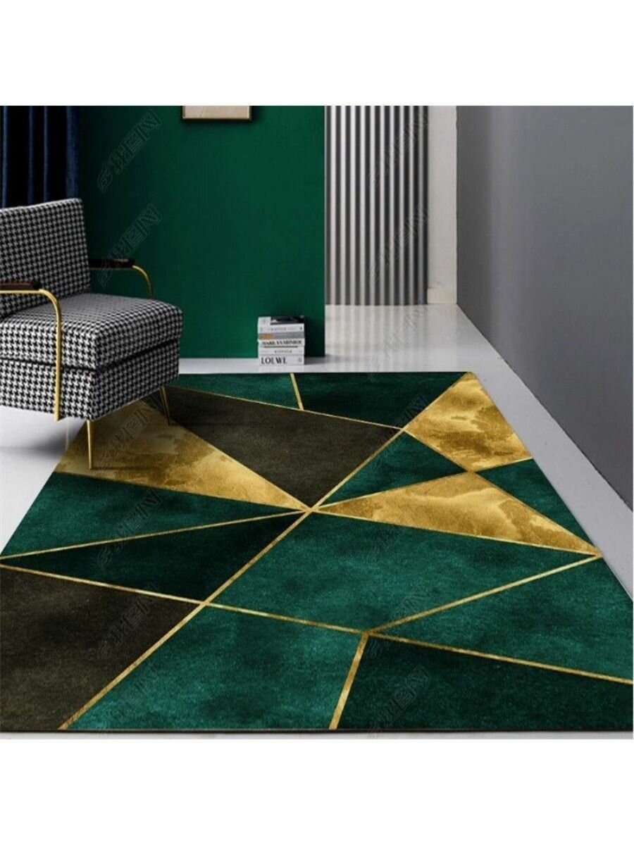 Ковер на пол для комнаты безворслвый "Изумрудный мрамор" 140х200