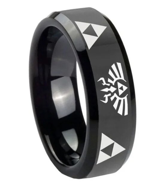 Модное кольцо LOZ с треугольным символом три силы для мужчин и женщин, модные металлические кольца черного цвета с инкрустацией кристаллами, унисекс, ювелирные изделия для вечеринок