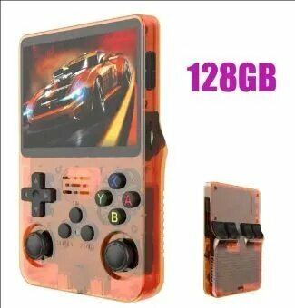 Портативная игровая консоль R36S, 3,5-дюймовый IPS-экран, 128 ГБ, классические игровые консоли в стиле ретро, система Arkos, портативный карманный видеоигровой плеер
