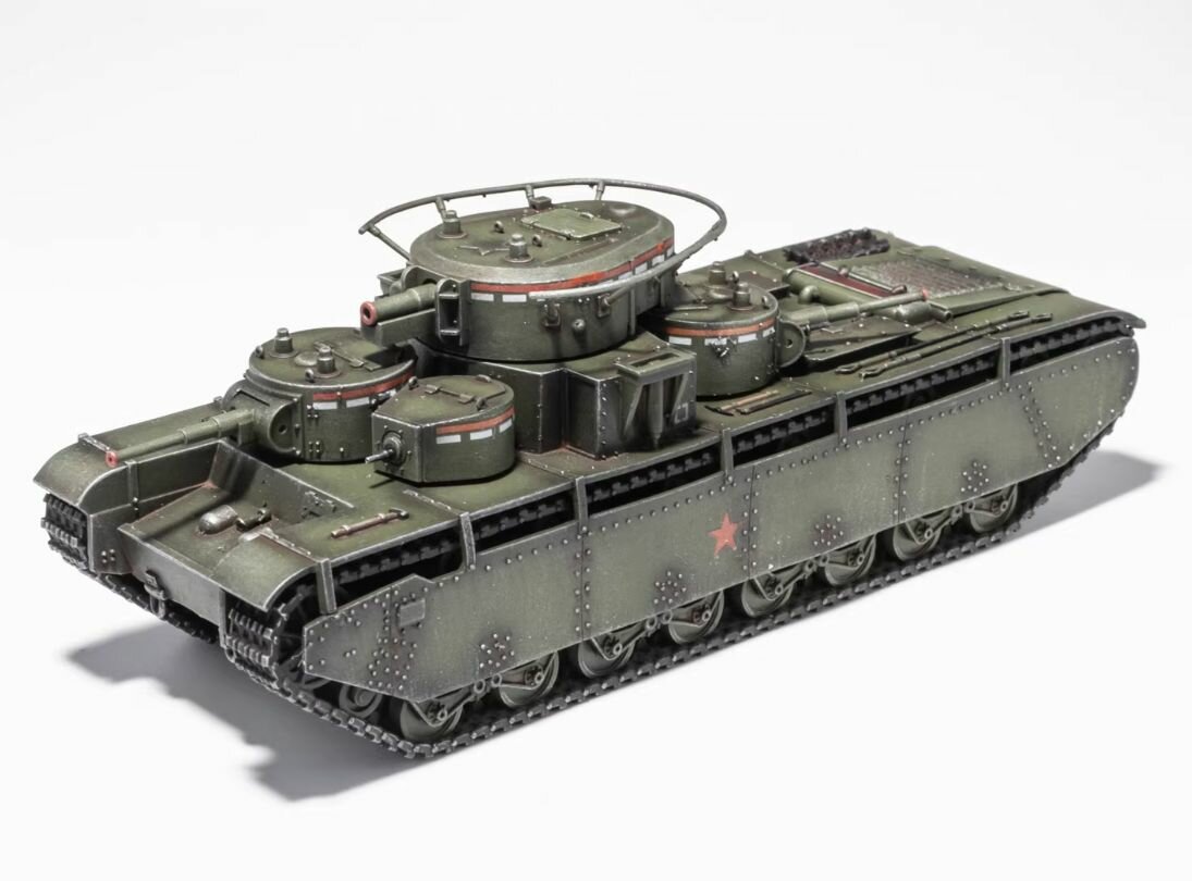 AM 1/72 Готовая модель тяжелого многобашенного танка СССР Т-35А с открывающимися люками