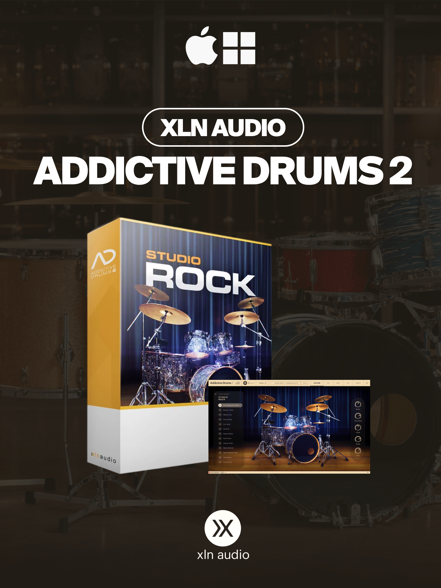 XLN Audio - Addictive Drums 2: Studio Rock (Лицензионный ключ активации) MacOS & Windows