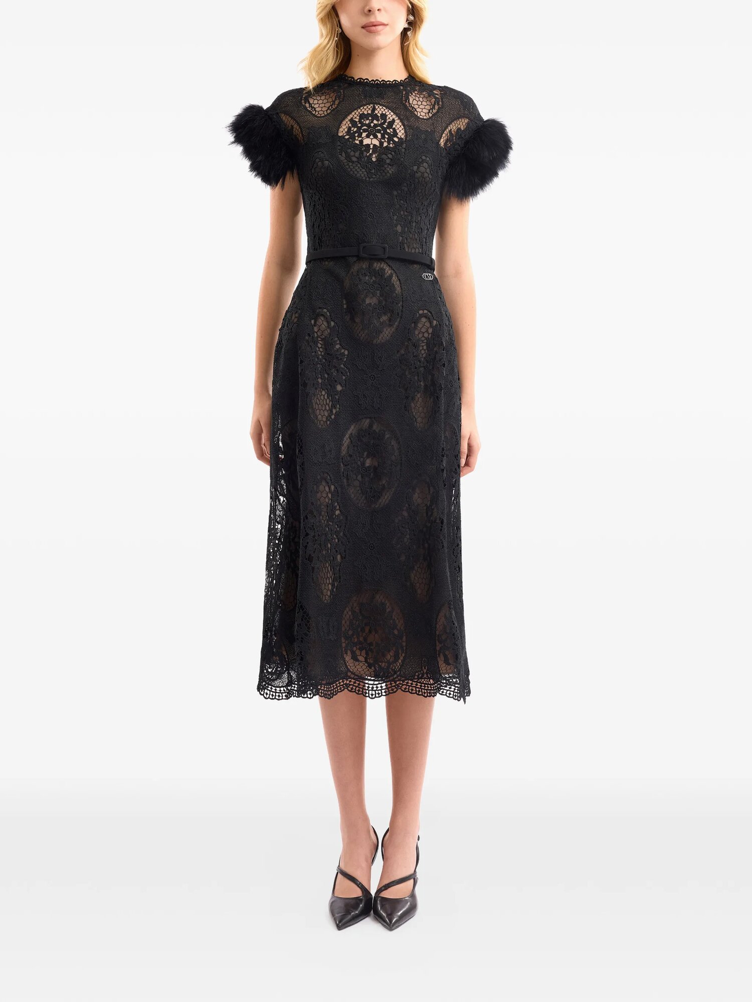 Платье Lace feathers midi dress