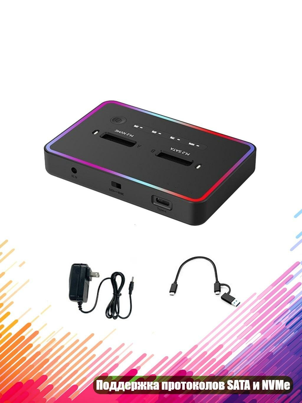 Док-станция M.2 NVMe USB 3.1 Type-C, Штепсельная Вилка США - Поддерживает один nvme pl