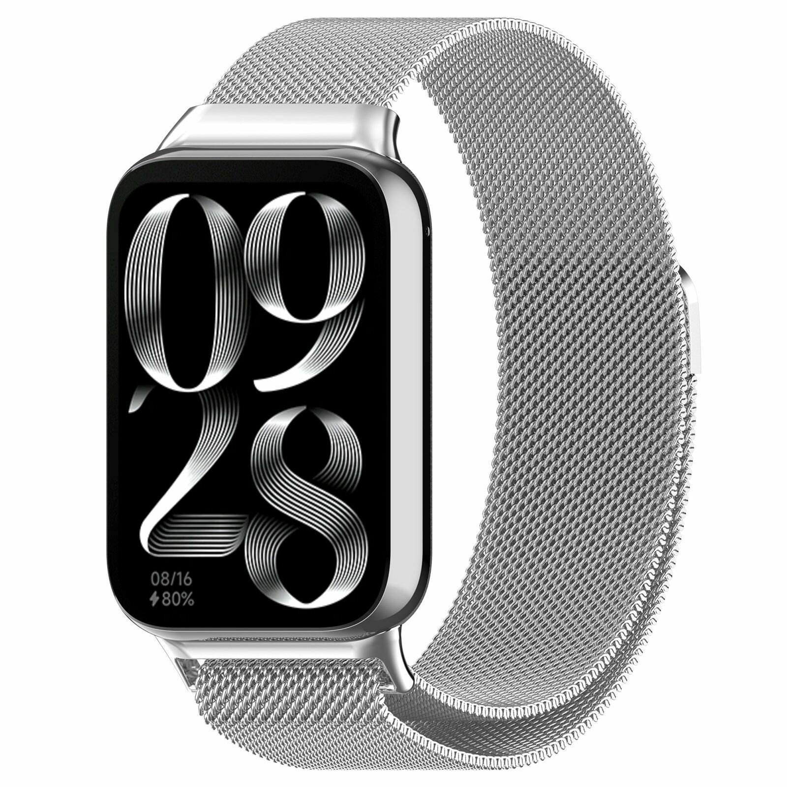 Ремешок для Xiaomi Mi Band 8 Pro/ 9 Pro/10 Pro и Redmi Watch 4/5/6 металлический магнитный Миланская петля , серебристый