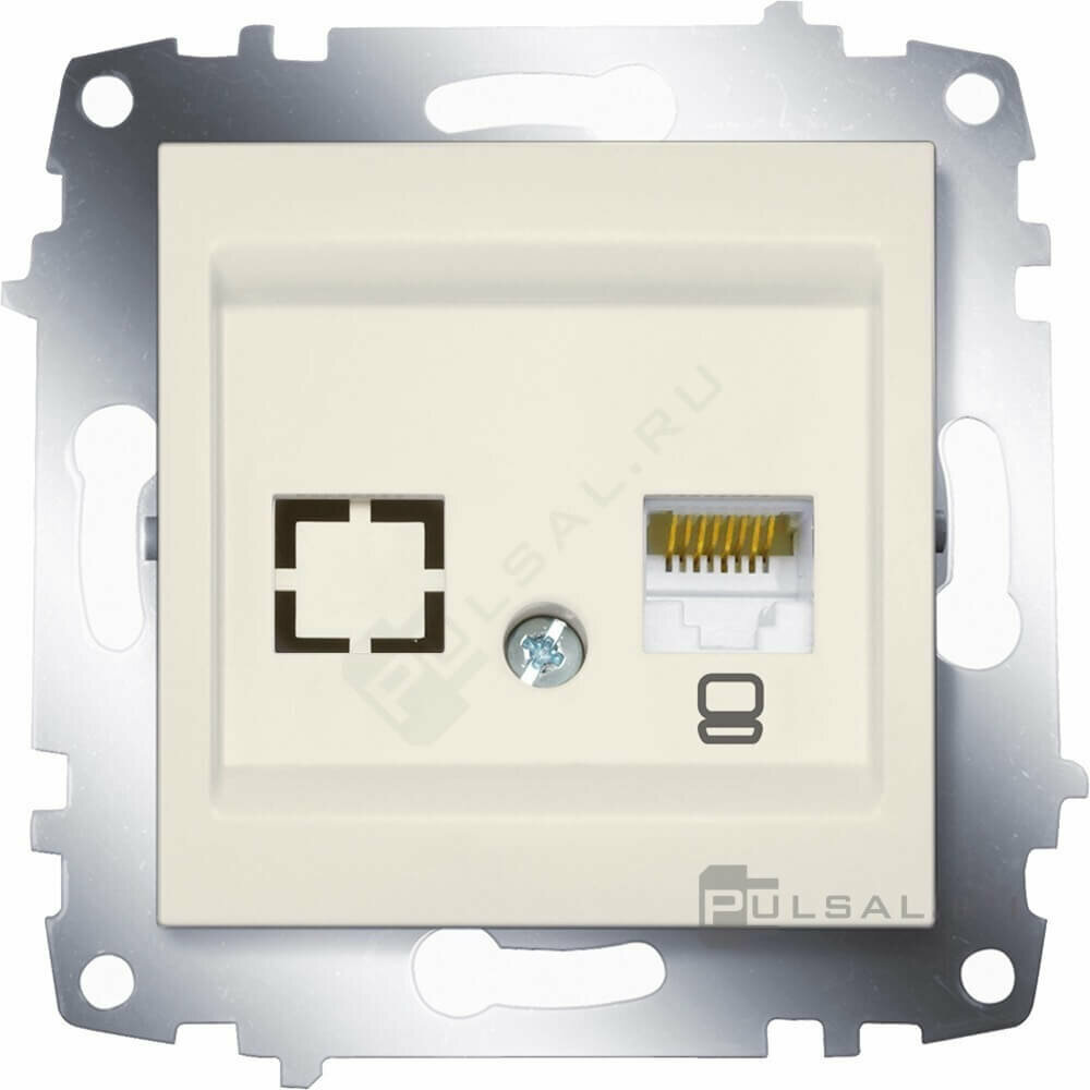 Розетка RJ45 Cat.6 (UTP) ABB встроенный монтаж пластмасса кремовый