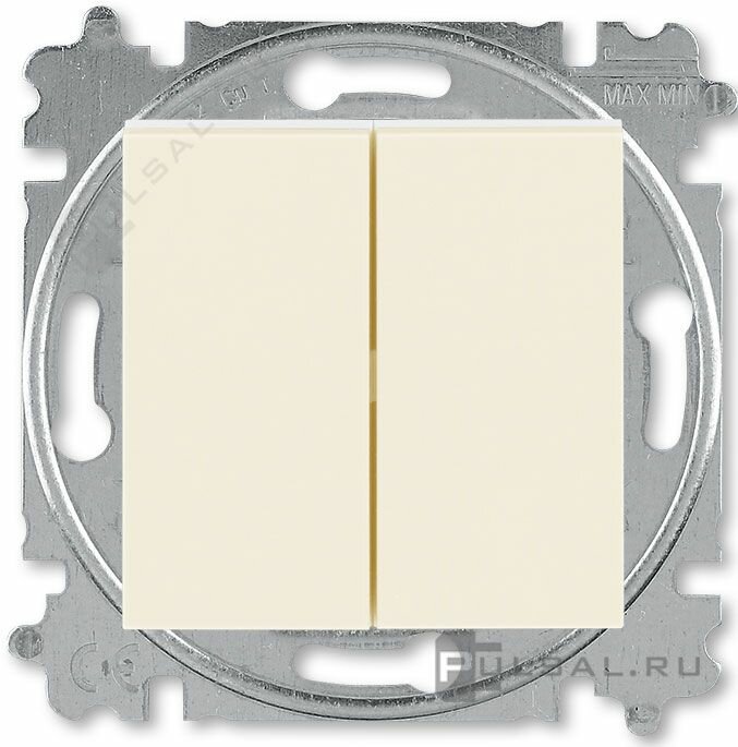 Выключатель ABB двухклавишный без подсветки встроенный монтаж пластмасса слоновая кость / белый