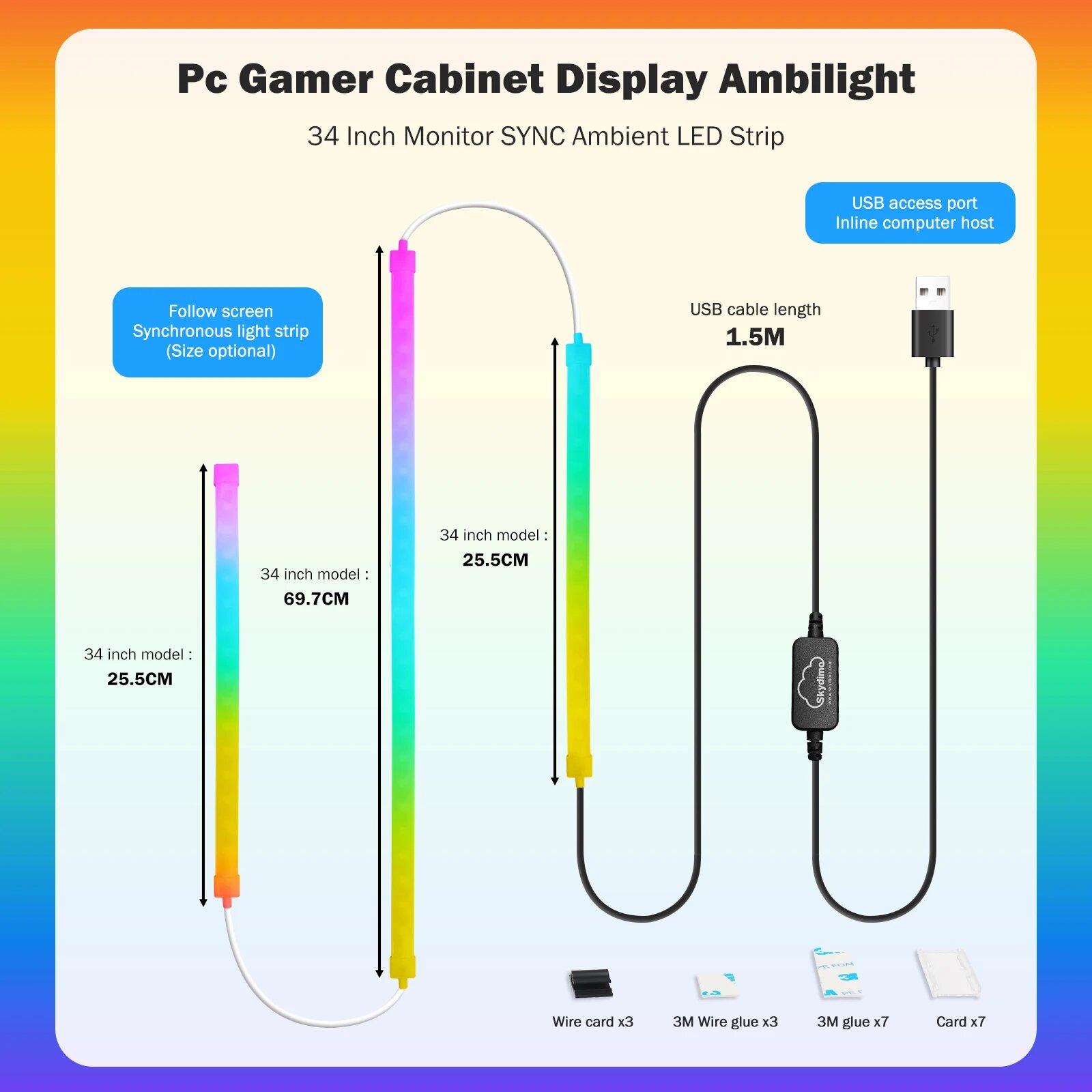 RGB LED лента для монитора 34 inch KISUFU