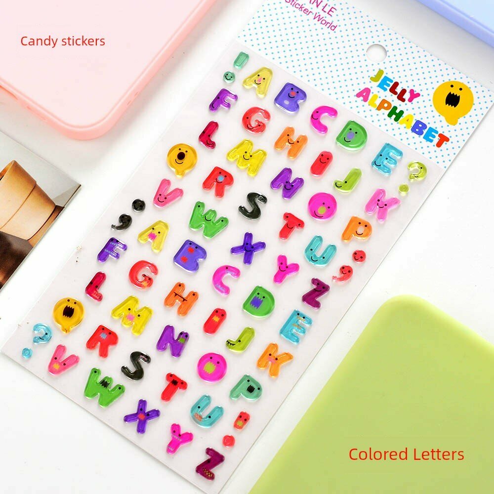 3D кристаллическая конфетная наклейка с буквами для телефонов, прозрачная водостойкая, идеально подходит для детей и
