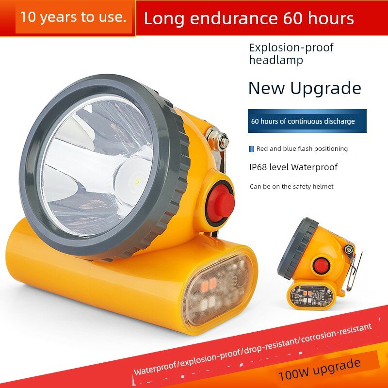 60-часовой улучшенный перезаряжаемый взрывозащищенный фонарь для шахтеров с позиционным сигналом, водонепроницаемый