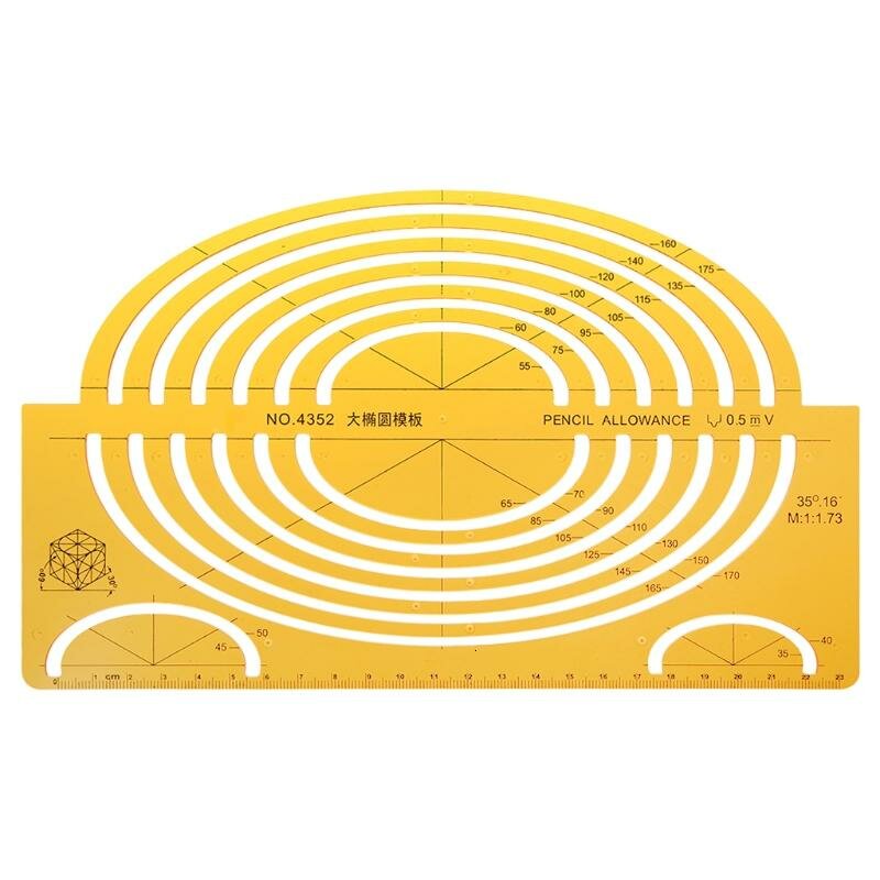 Шаблон чертежный эллипсы K Resin, Светло-серый