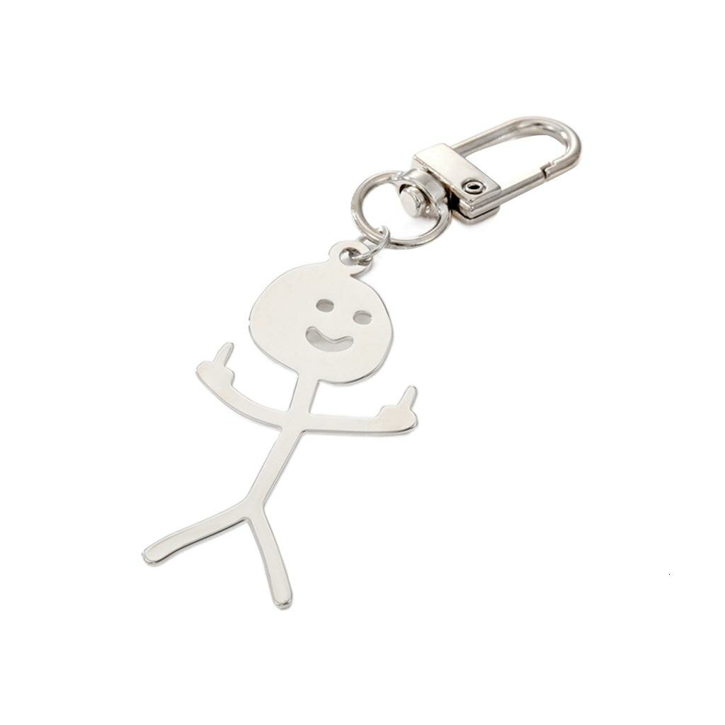 Смешной шарм с рисунками для ключей, Серебро - Выпрямленный средний палец