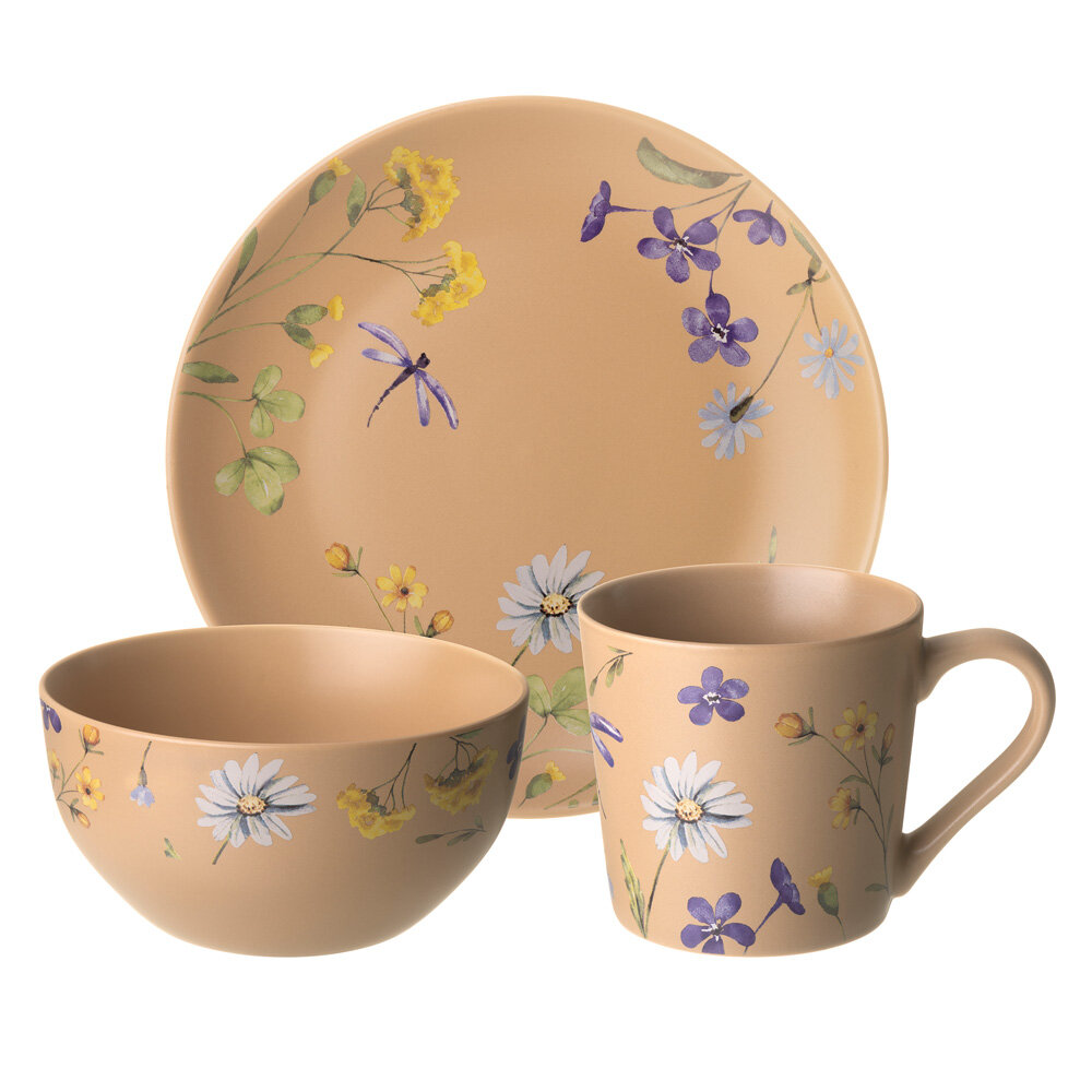 Набор посуды lefard flowers 3 предмета: кружка 390мл, салатник 640мл, тарелка 20,5см KSG-260-1085