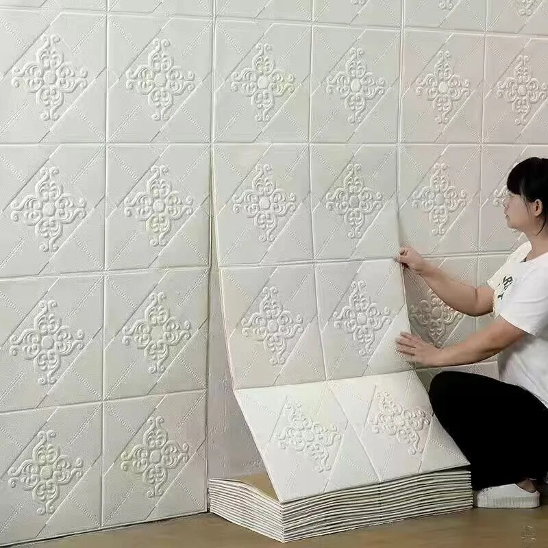 3D Самоклеющаяся стеновая панель с пленкой 70 смx10м ПВХ для интерьера, мягкая декоративная плитка на стены