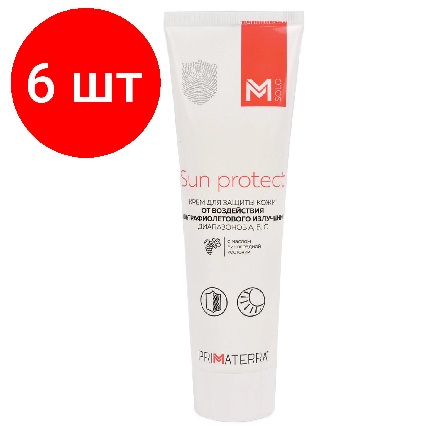 Комплект 6 шт, Крем защитный 100 мл, M SOLO SUN PROTECT, от УФ-излучения диапазонов А, В, С, универсальный