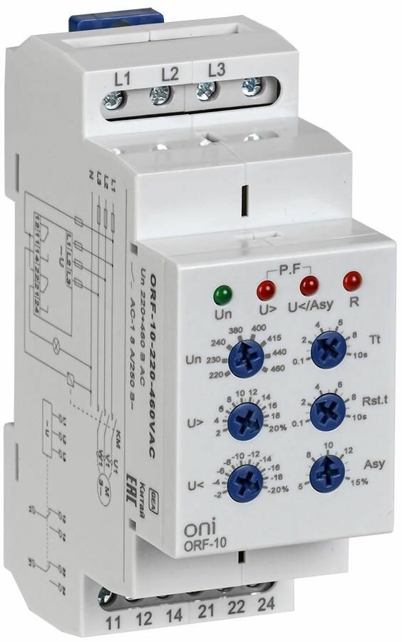 Реле фаз Instart ORF-10, трехфазное, 2 контакта, 220-460В AC