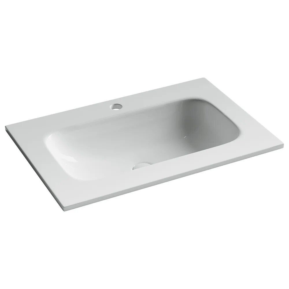 Мебельная раковина Ceramicanova Grace CN7031 70 накладная, фарфоровая, белая, глянцевая, раковина для ванной, прямоугольная