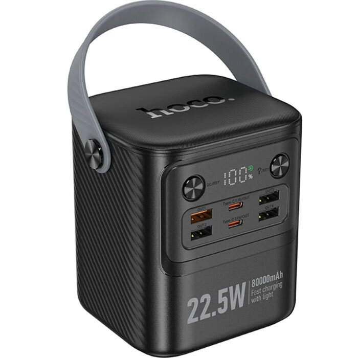Внешний аккумулятор 80000 мАч powerbank Hoco J152 Black 4USB+2Type-C 2.0A PD 20W быстрая зарядка, черный