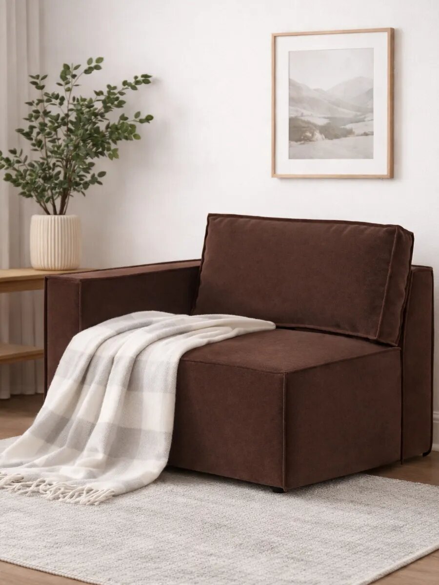 Диван модульный Гамма Модуль-3, левый, велюр Дрим шоколад, 116х95х70 см