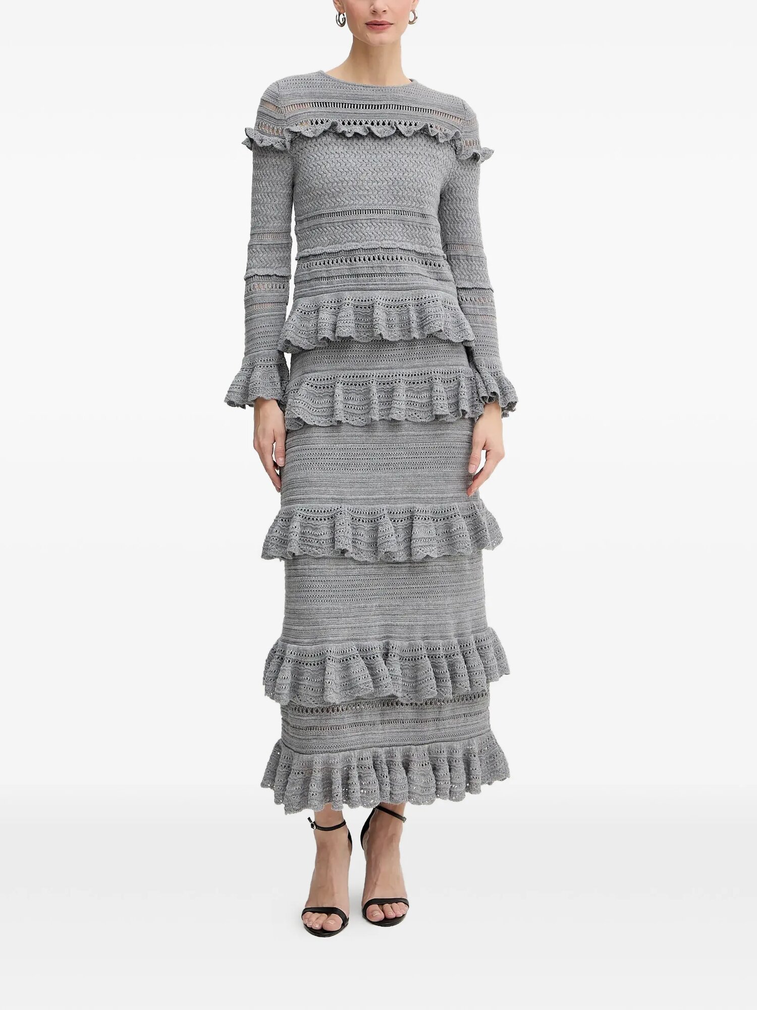 Юбка Luisa Spagnoli Ruffled midi skirt, размер 42, серый — фото 1