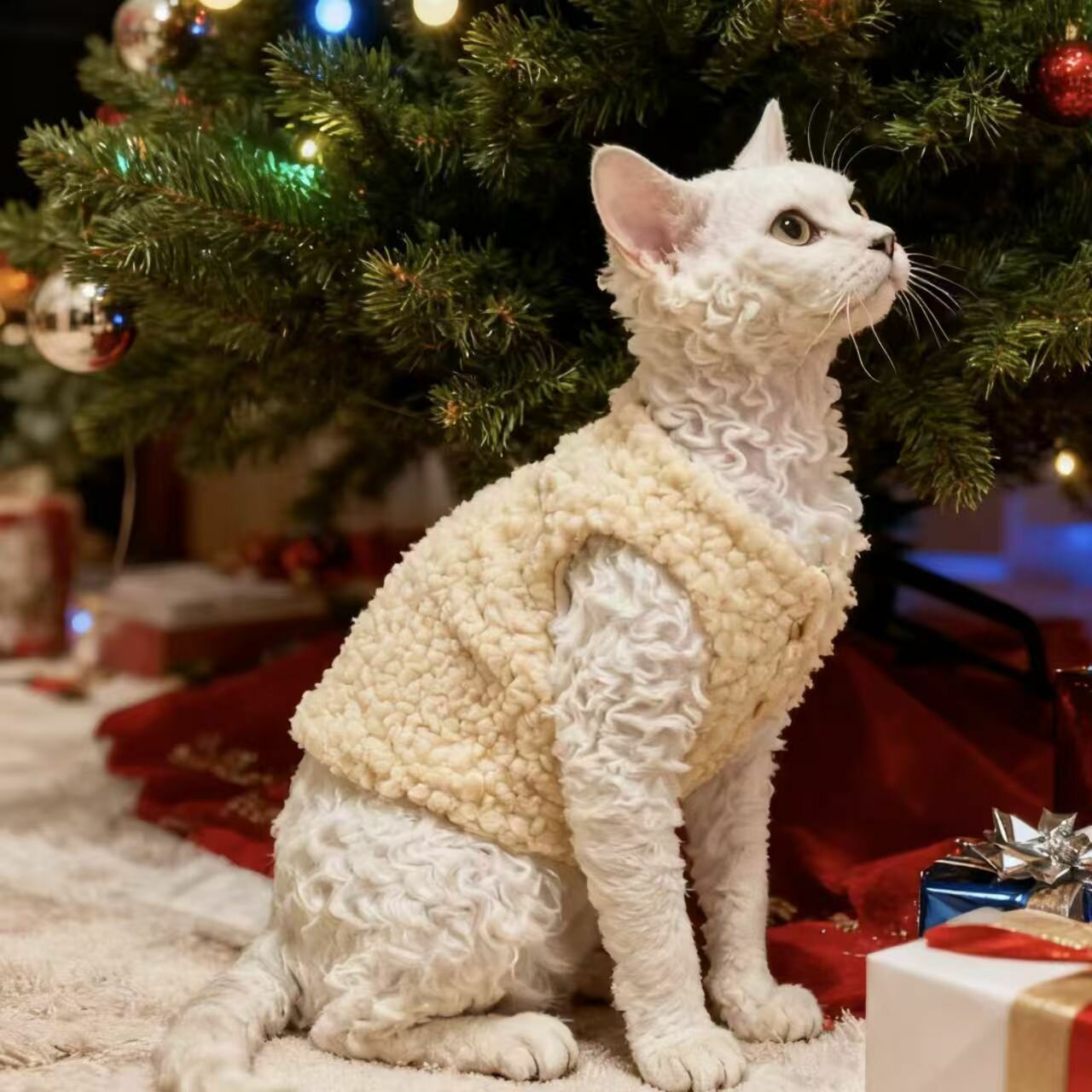 Одежда для кошек, зимняя утолщенная флисовая, из овечьей шерсти, традиционный жилет, милый и стильный, для мейн-кунов и рэгдоллов