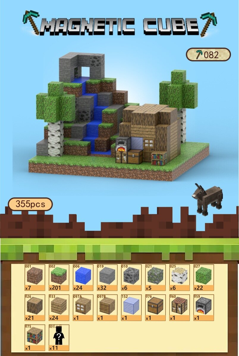 Горный деревянный дом строительные блоки мир магнитные кирпичи блоки магнитные животные природа образовательные игрушки для детей