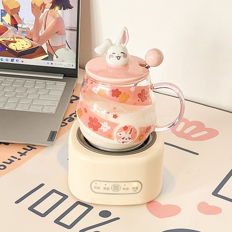 Изолированный кипятильник для воды, подарок на день рождения для девушки, высококачественная стеклянная кружка, офисная кружка с плоским дном и подогревом