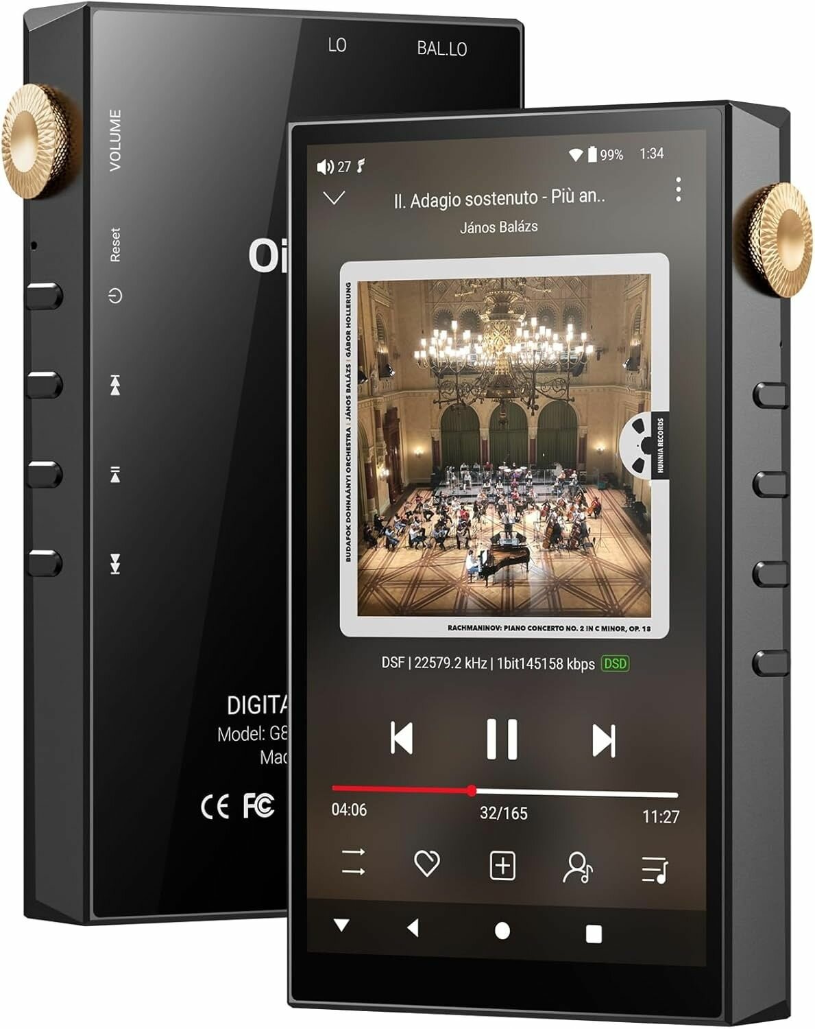 Аудиоплеер Hi-Res, Oilsky 160 ГБ (32 ГБ + 128 ГБ) HiFi MP3-плеер с Bluetooth и WiFi, 4,4 мм сбалансированный, двойной ESS DAC, 4 ГБ ОЗУ, 4,02 дюйма