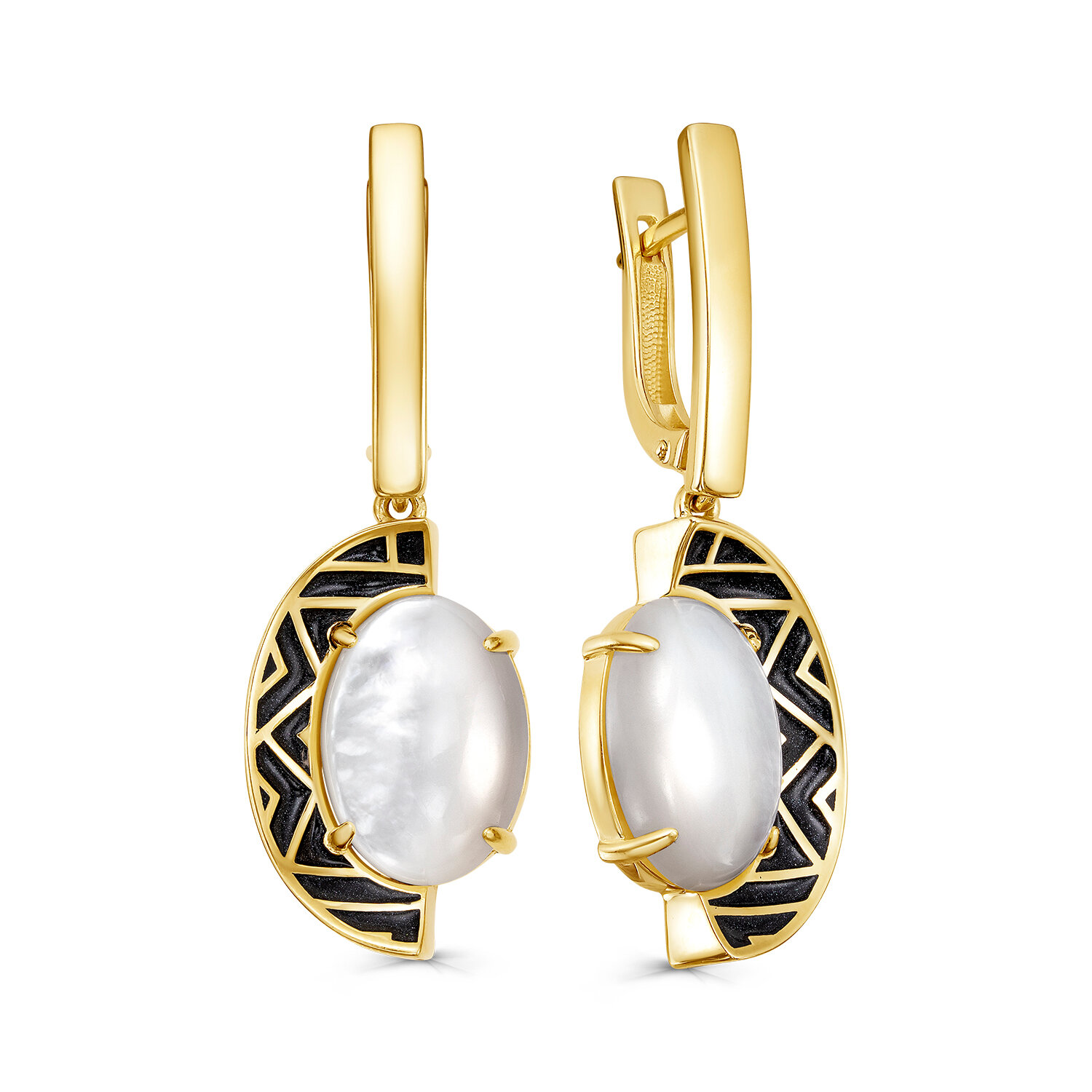 Серьги с подвесками, серебро, 925 проба, родирование, перламутр