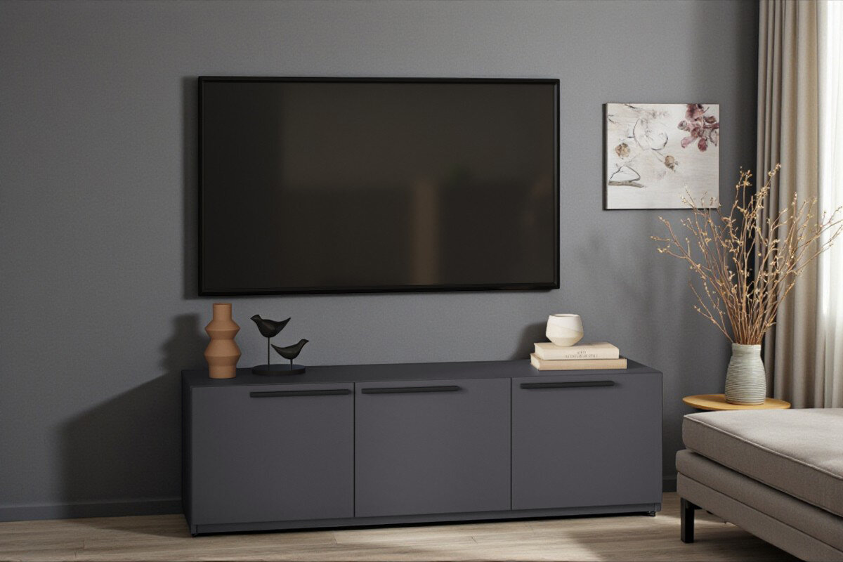ТВ-тумба Лорена Пакс-4 Серый Графит 162 PE NEW 165x44x45 см, GOODFORM
