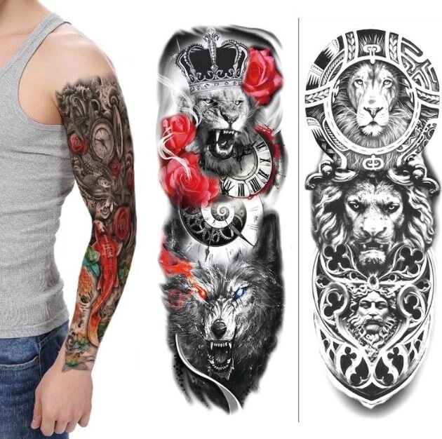 Временная переводная татуировка "Тату-рукав", 17 см х 48 см