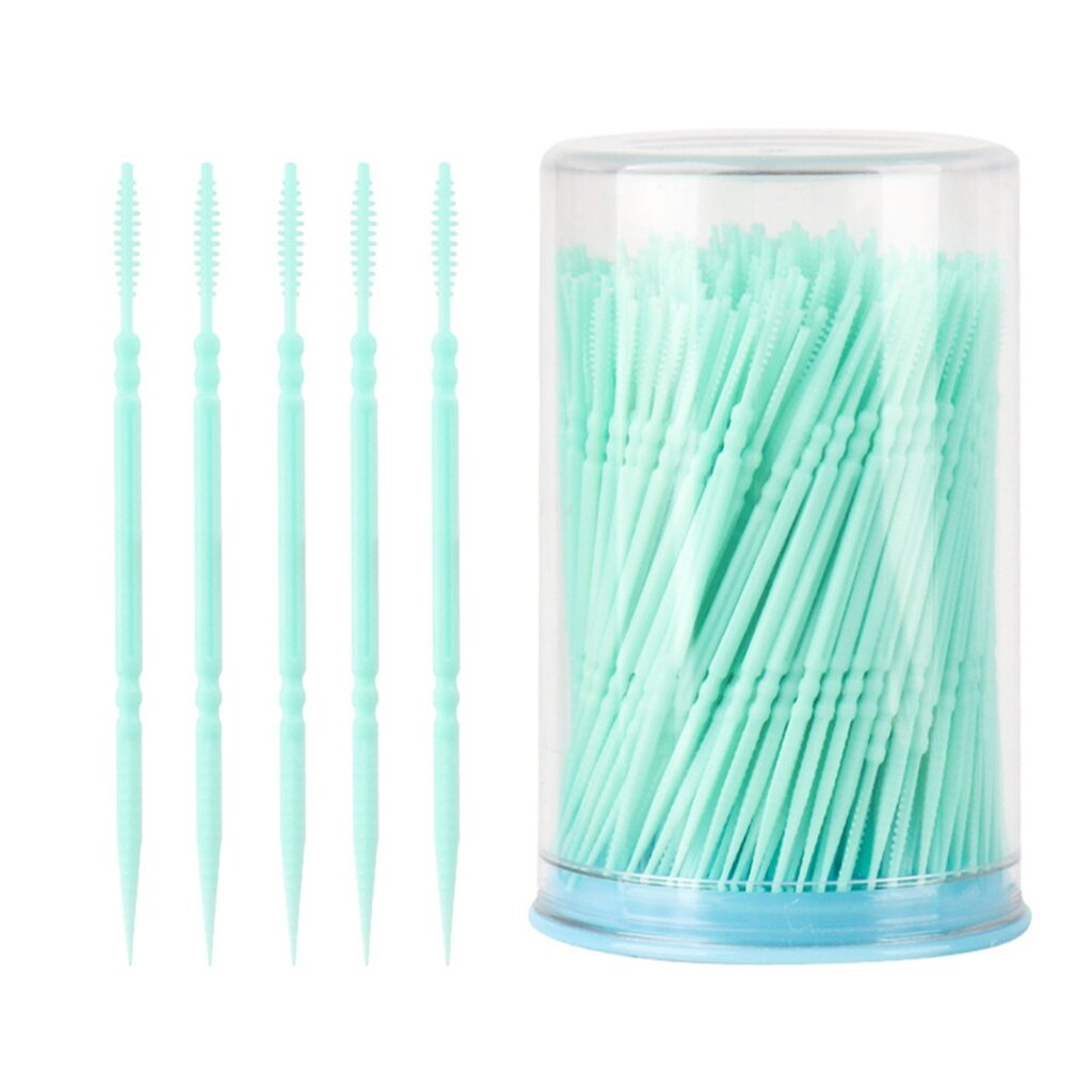1 банка двуглавых бутылочных зубочисток для прорезывания зубов "рыбий хвост", межзубные зубочистки-зеленый